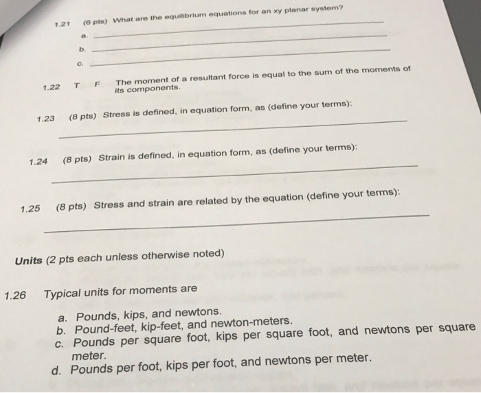 Solved Statics and strengths of materials. True false, | Chegg.com