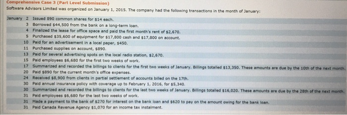 Solved Comprehensive Case 3 (Part Level Submission) Software | Chegg.com