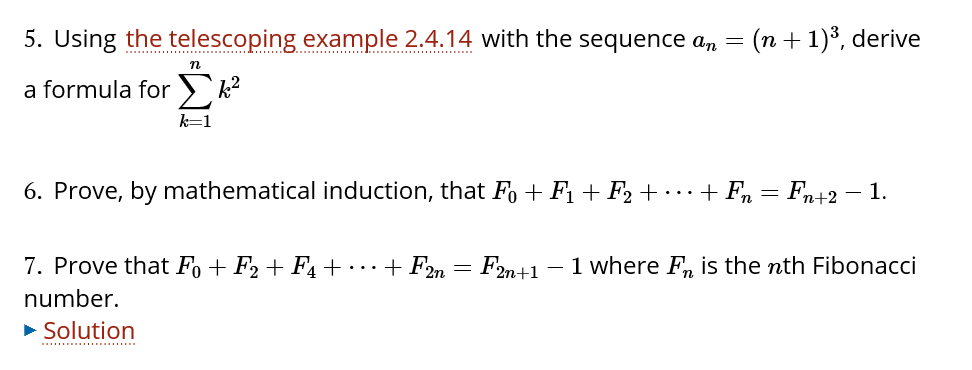 Solved 5. using the telescoping example 2.4.14 with the | Chegg.com