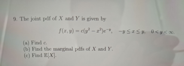 Solved 9. The joint pdf of X and Y is given by | Chegg.com