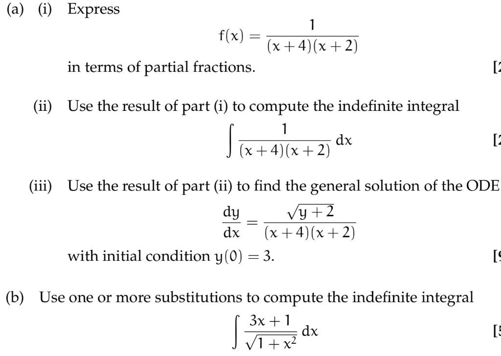 Solved (a) (i) Express f(x) 1 (x+4)(x + 2) in terms of | Chegg.com