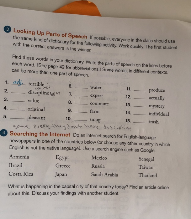 3 Looking Up Parts of Speech if possible, everyone in | Chegg.com