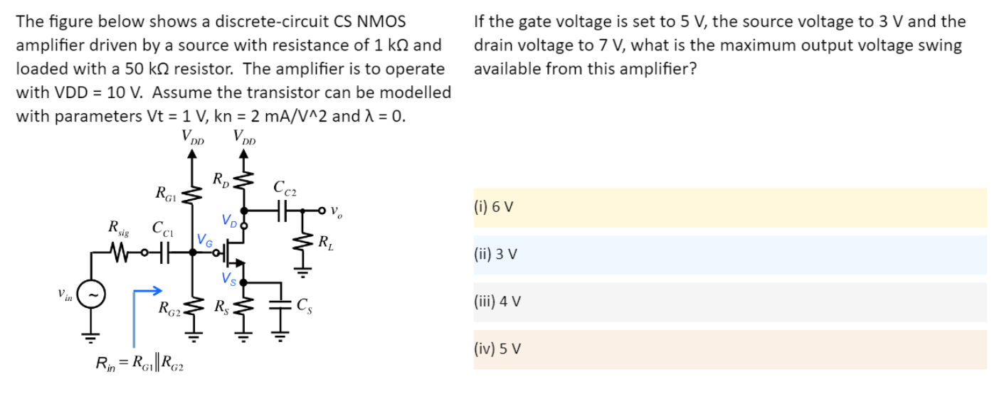 The figure below shows a discrete-circuit CS NMOS If | Chegg.com