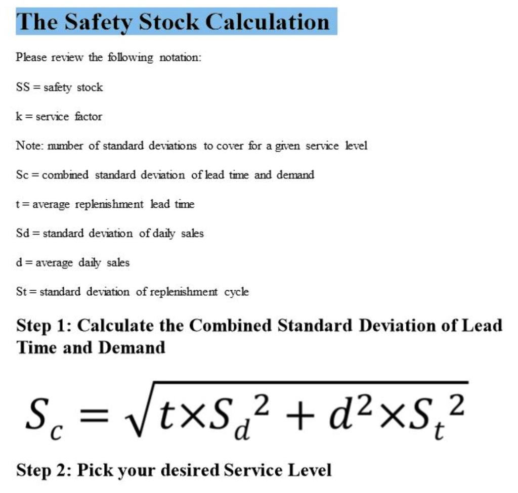 Solved My Question: For Product A, what is the safety stock | Chegg.com