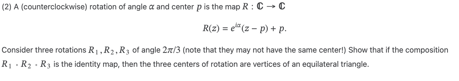 Solved (2) A (counterclockwise) rotation of angle α and | Chegg.com