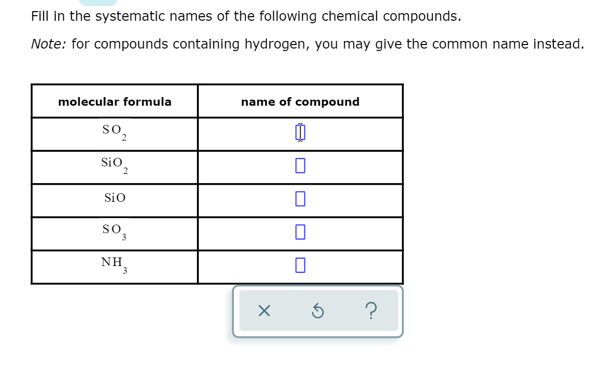 Solved Fill in the systematic names of the following | Chegg.com