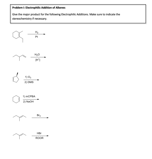 Solved Problem i: Electrophilic Addition of Alkenes Give the | Chegg.com
