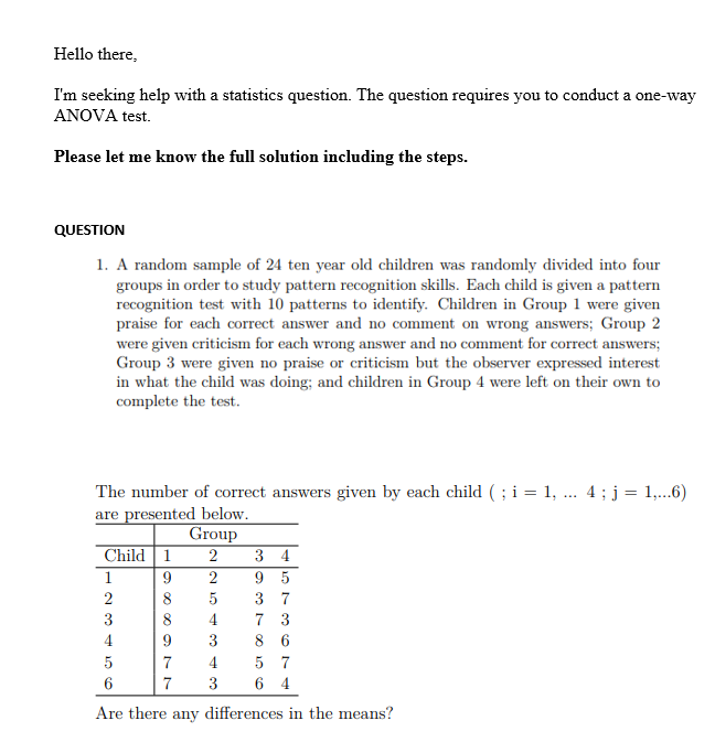 Solved Hello there, I'm seeking help with a statistics | Chegg.com