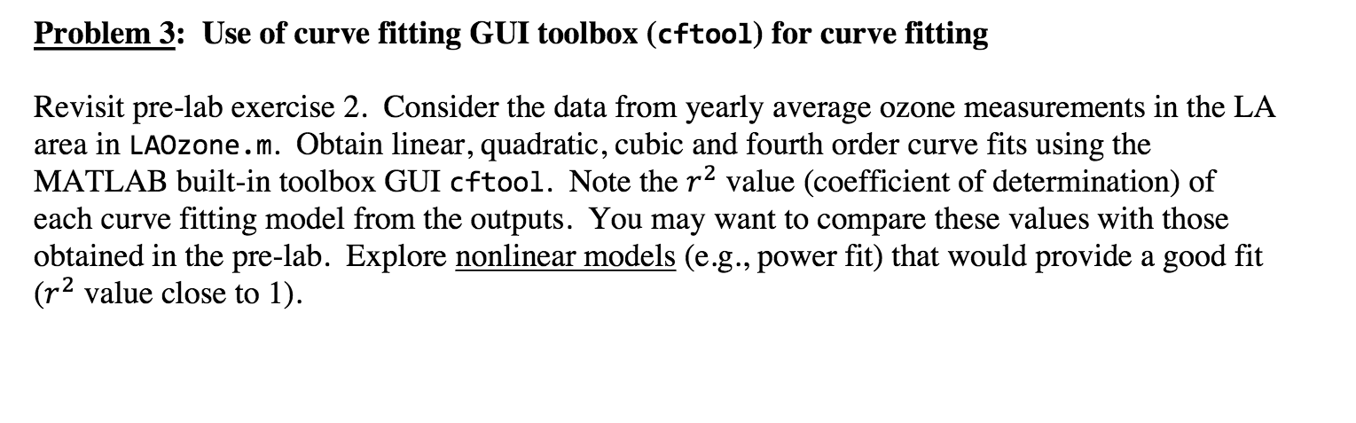 Solved Problem 3 Use Of Curve Fitting Gui Toolbox Cftool 