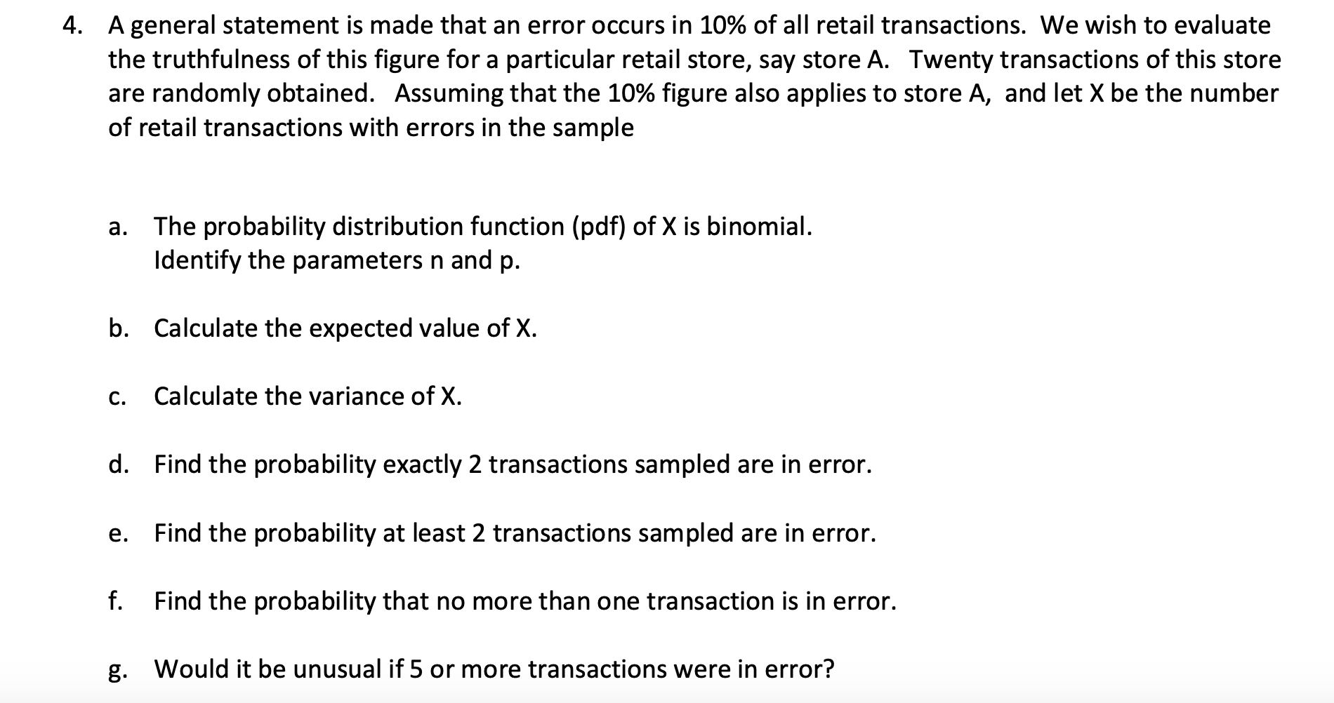 Solved 4. A general statement is made that an error occurs | Chegg.com