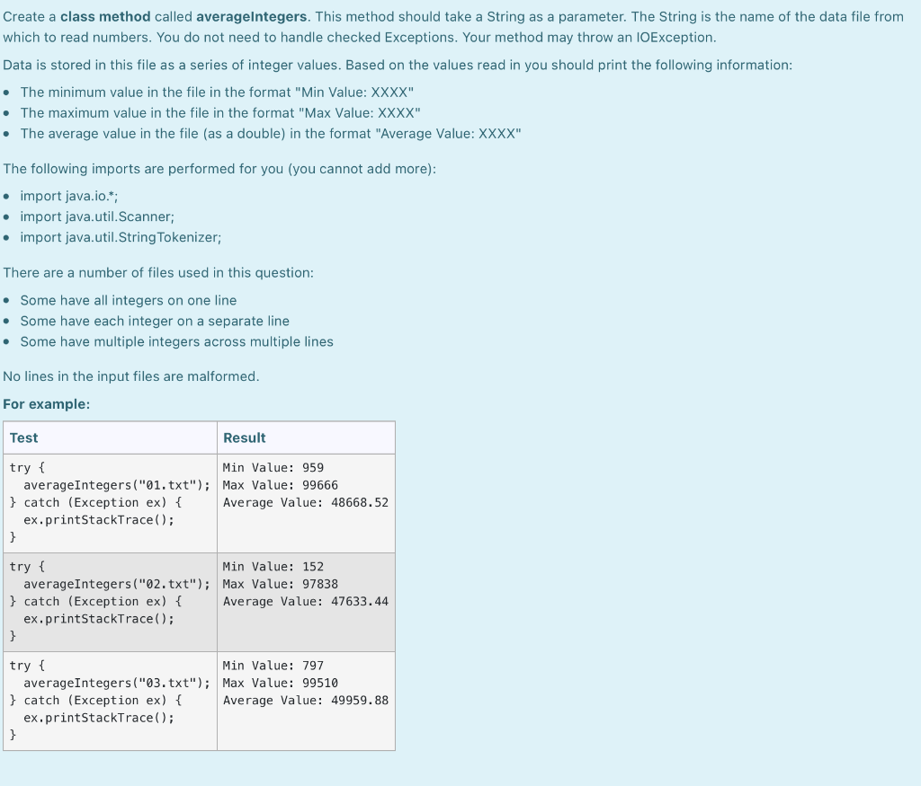 Solved Create a class method called averagelntegers. This | Chegg.com