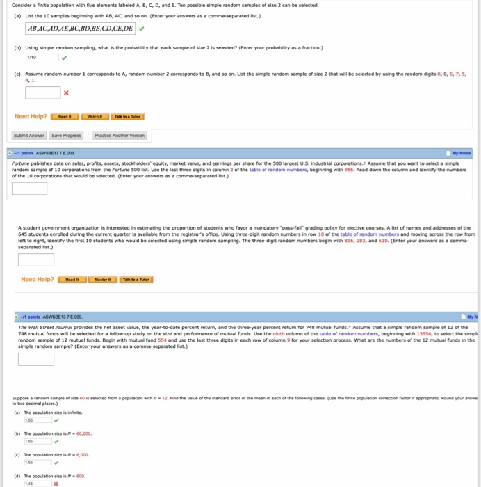 Solved consider a finite population with five elements | Chegg.com