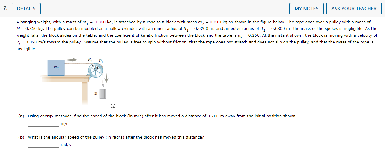 Solved negligible. (a) Using energy methods, find the speed | Chegg.com
