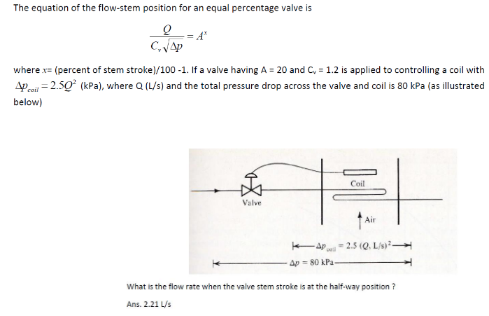 Solved The equation of the flow-stem position for an equal | Chegg.com