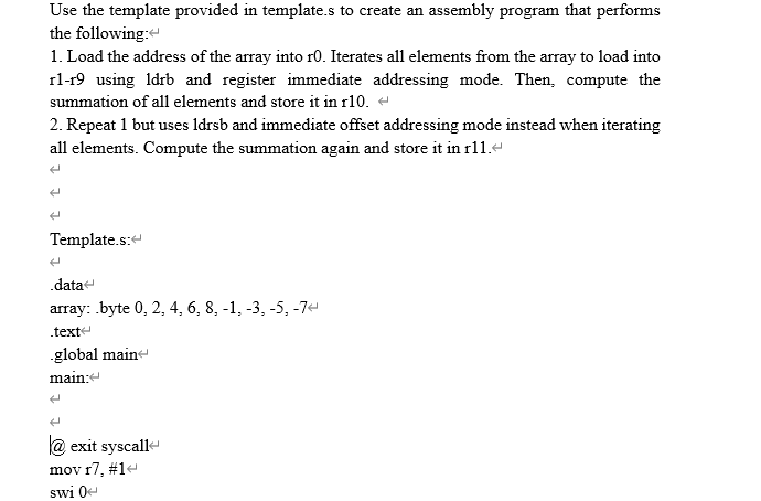 Solved Use the template provided in template.s to create an | Chegg.com