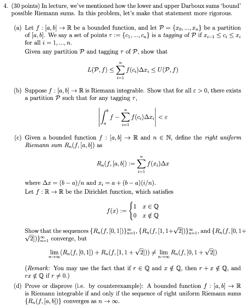 Solved 4. (30 points) In lecture, we've mentioned how the | Chegg.com