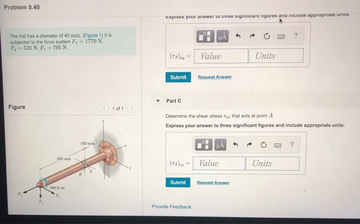 Solved Problem 8.40 PartA The rod has a diameter of 40 mm. | Chegg.com