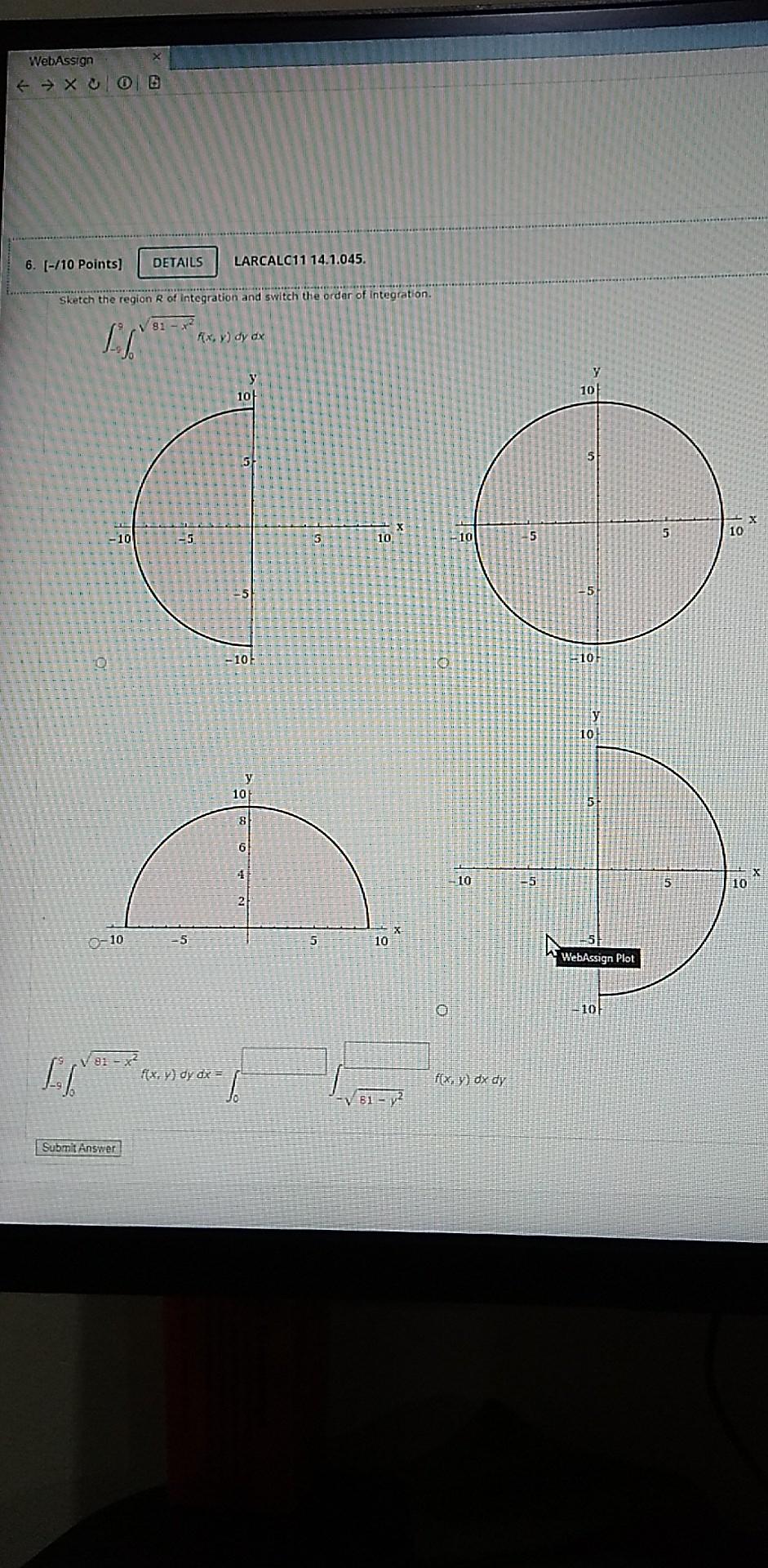 Solved WebAssign → XOOD 6. [-/10 Points) DETAILS LARCALC11 | Chegg.com