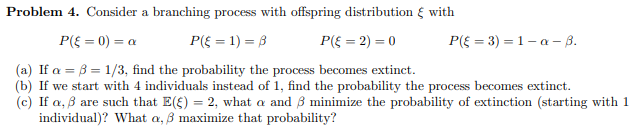 Problem 4. Consider a branching process with | Chegg.com