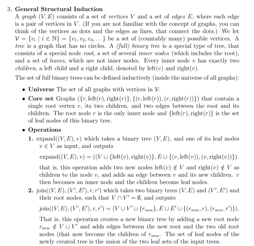 Solved 3. General Structural Induction A graph (V, E) | Chegg.com