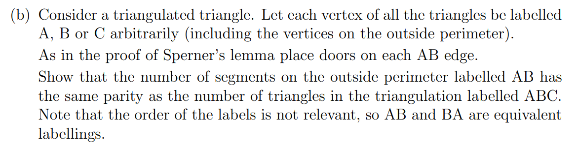 Solved (b) Consider a triangulated triangle. Let each vertex | Chegg.com