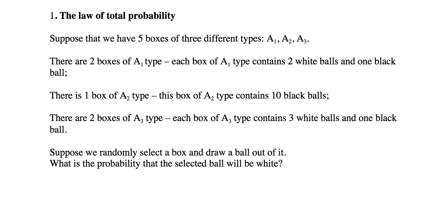 Solved 1. The law of total probability Suppose that we have | Chegg.com