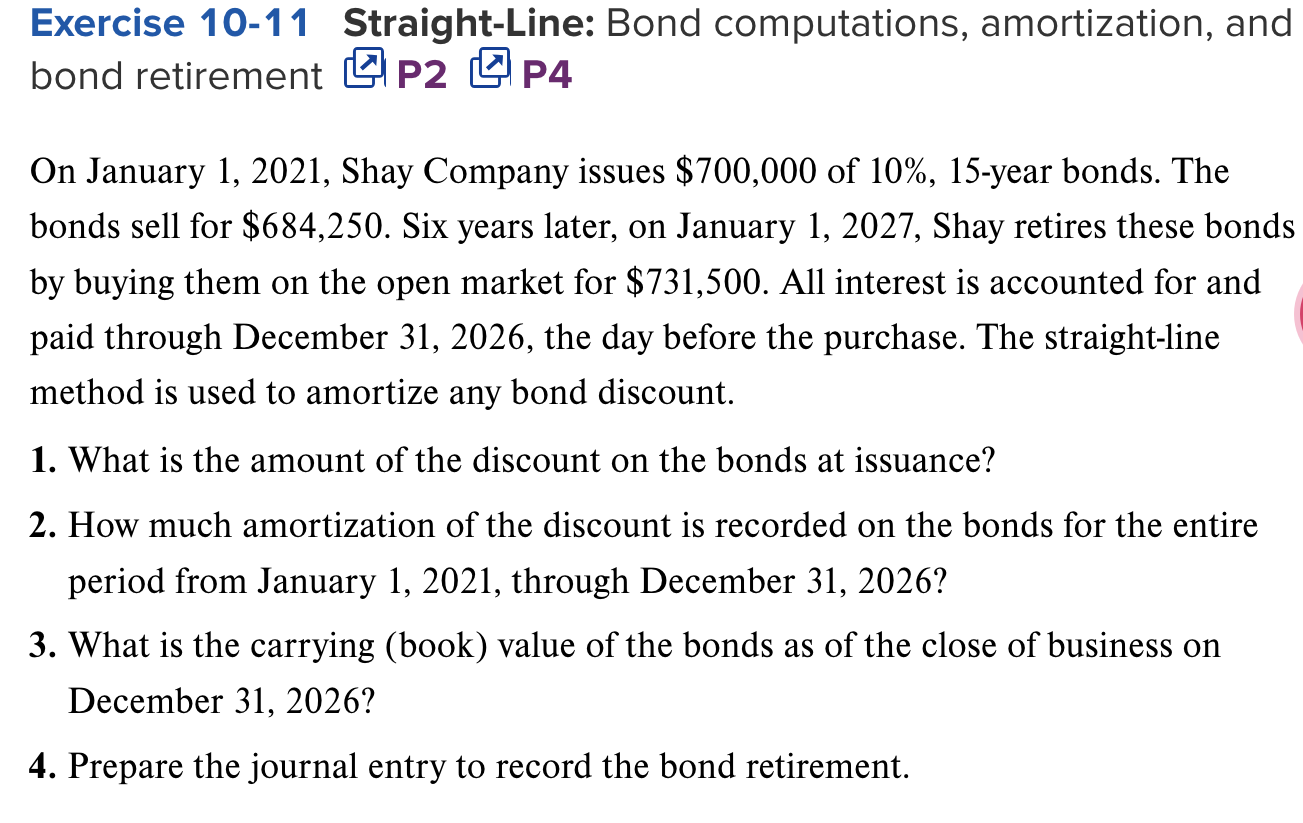 Solved \Exercise0-11 ﻿Straight-Line: Bond computations, | Chegg.com