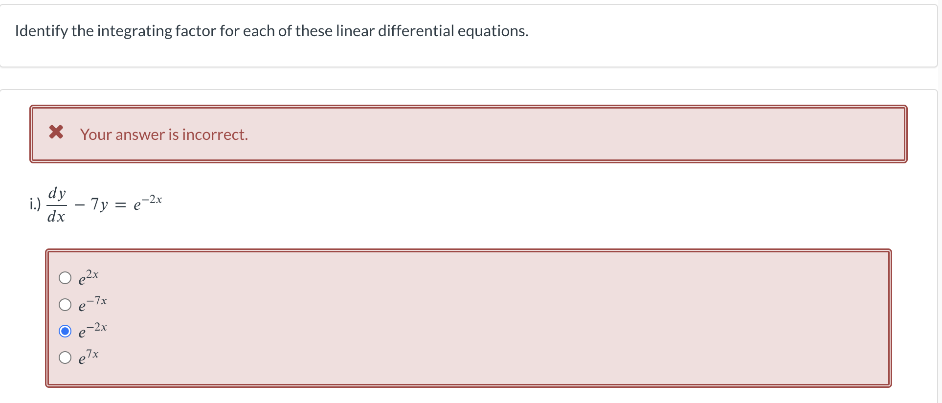 Solved Identify the integrating factor for each of these | Chegg.com