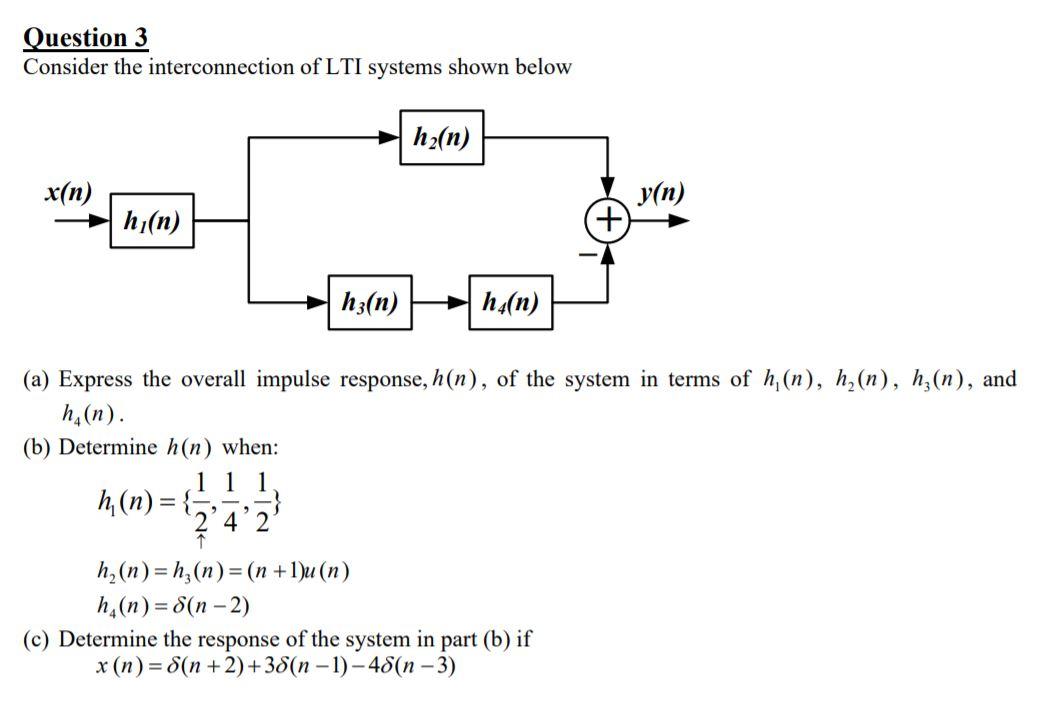 Solved Question 3 Consider the interconnection of LTI | Chegg.com