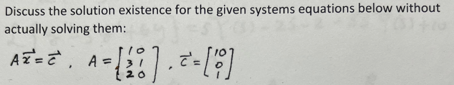 Solved Discuss the solution existence for the given systems | Chegg.com