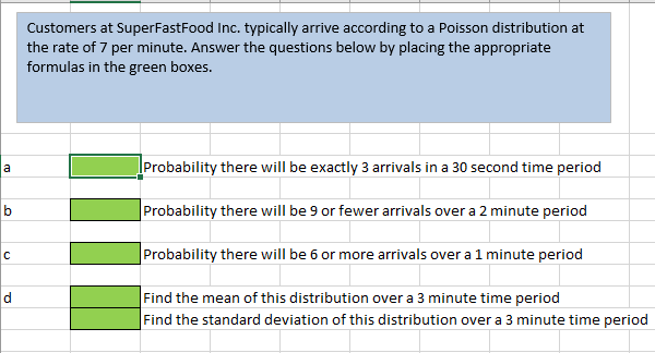 Solved Kindly solve this using excel probability | Chegg.com
