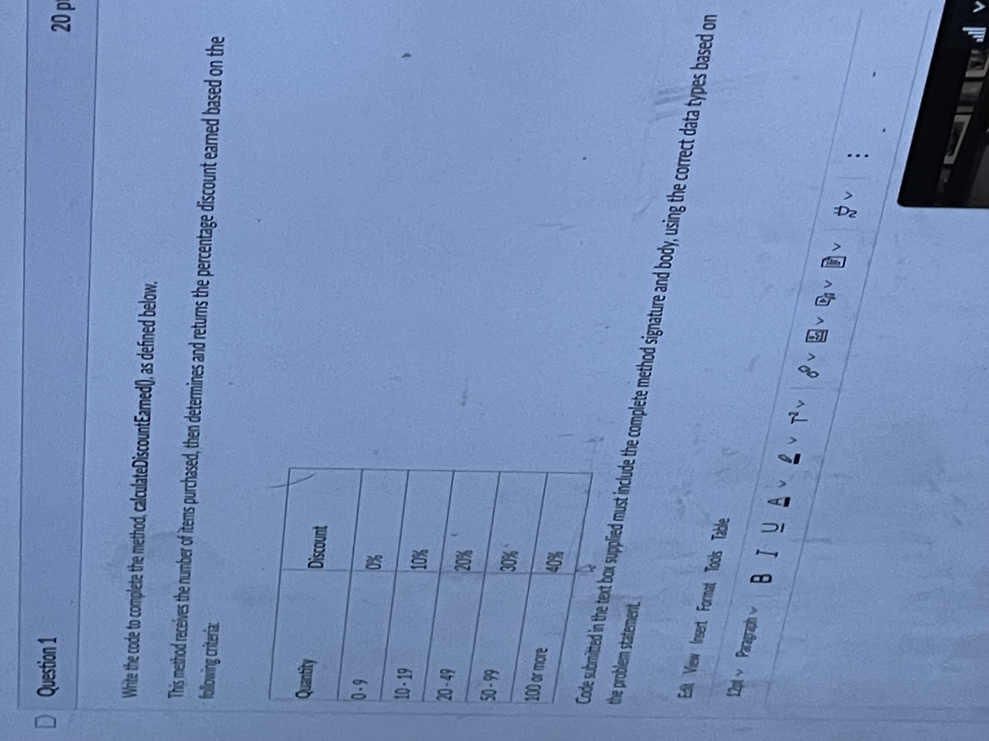 Solved Whe the code to complete the method, | Chegg.com