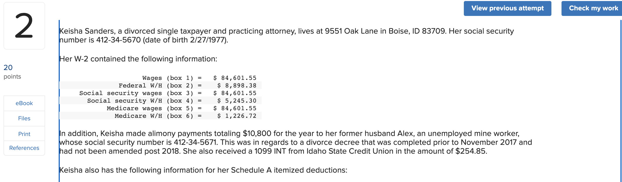 Keisha Sanders, a divorced single taxpayer and | Chegg.com