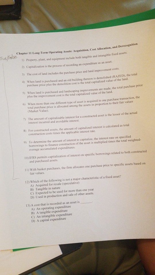 Solved pter Long-Term Operating Assets: Acquisition, Cost | Chegg.com