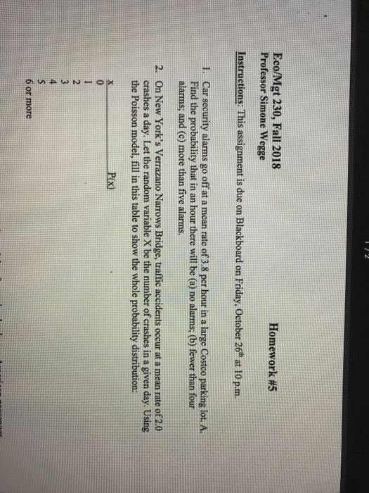 Solved Eco/Mgt 230, Fall 2018 Professor Simone Wegge | Chegg.com