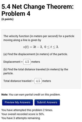 Solved 5.4 Net Change Theorem: Problem 4 (6 points) The | Chegg.com
