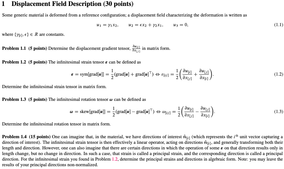 Solved Some generic material is deformed from a reference | Chegg.com