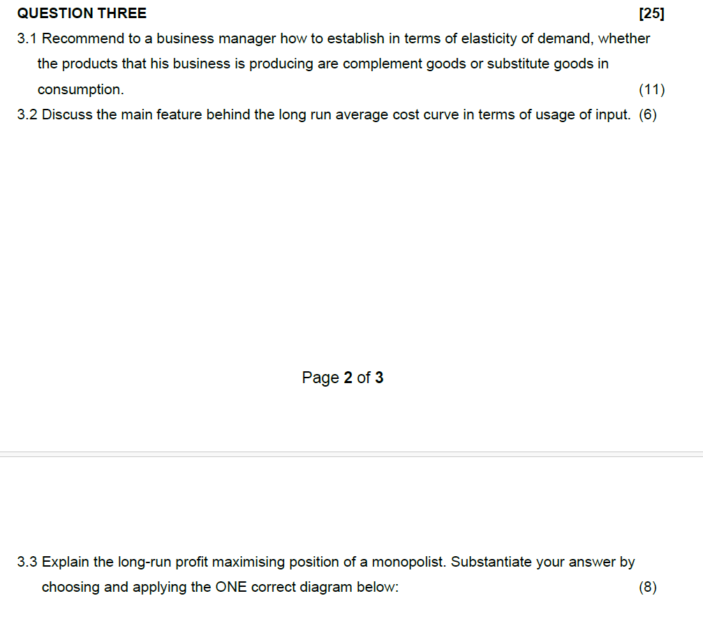 Solved QUESTION THREE [25] 3.1 Recommend to a business | Chegg.com