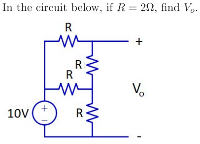 Solved In the circuit below, if R=2Ω, ﻿find Vo. | Chegg.com