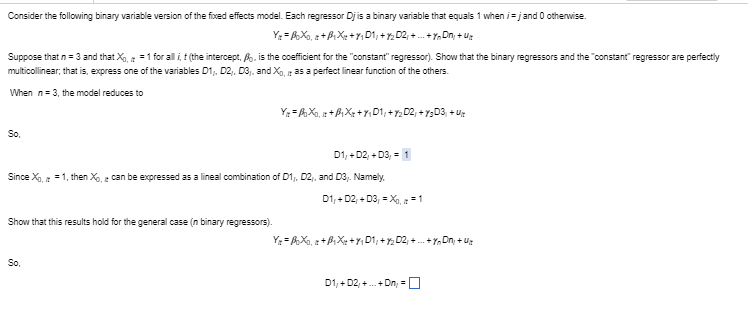 Consider the following binary variable version of the | Chegg.com