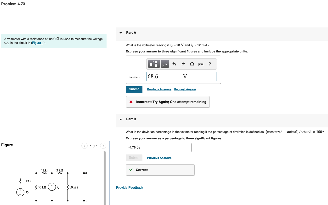 Solved I used source transformations to find the voltmeter | Chegg.com