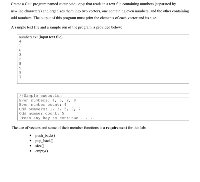 Solved Create A C Program Named Evenoddcpp That Reads In