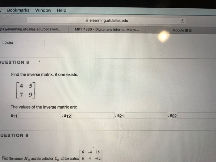 Solved y Bookmarks Window Help ? elearning.utdallas.edu | Chegg.com
