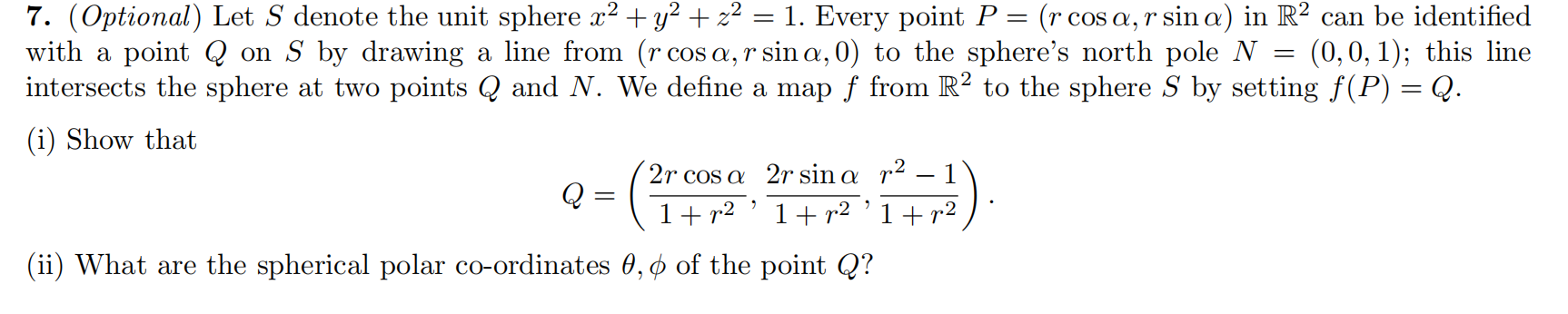 Solved (Optional) ﻿Let S ﻿denote the unit sphere x2+y2+z2=1. | Chegg.com