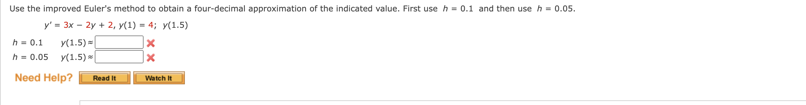 Solved Use the improved Euler's method to obtain a | Chegg.com