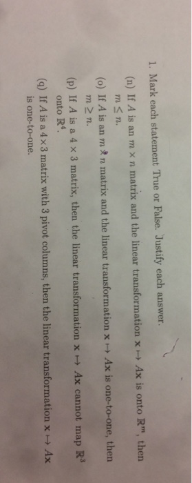 Solved 1. Mark each statement True or False. Justify each | Chegg.com