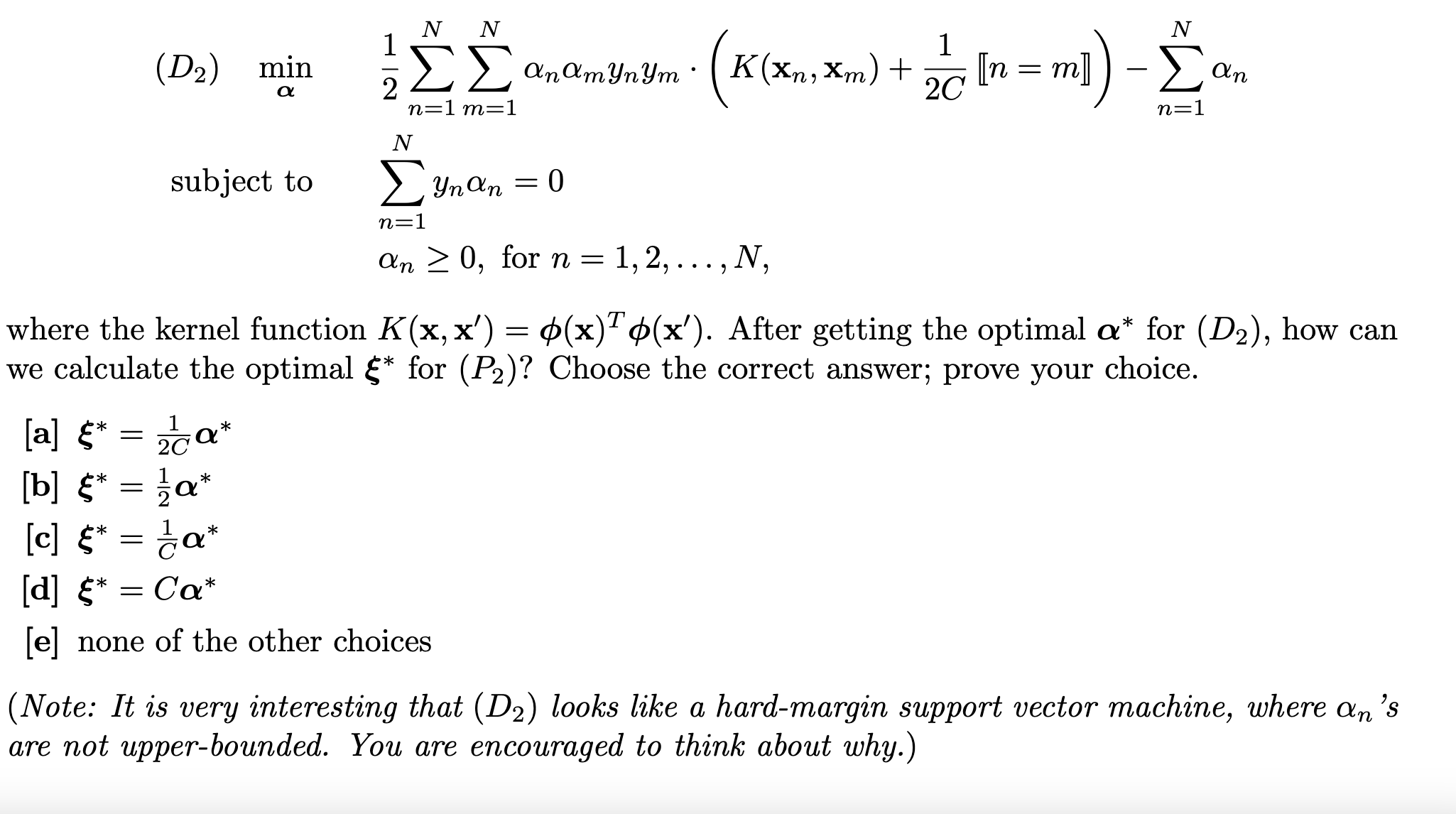 Solved Consider the non-linear soft-margin support vector | Chegg.com