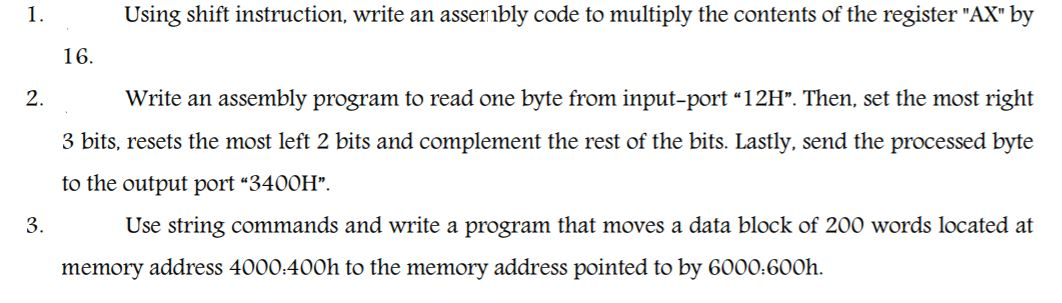 Solved Using shift instruction, write an asseribly code to | Chegg.com