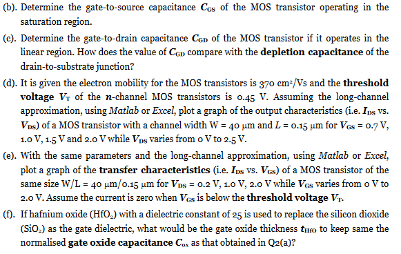 1. In the MOS transistors of a digital integrated | Chegg.com