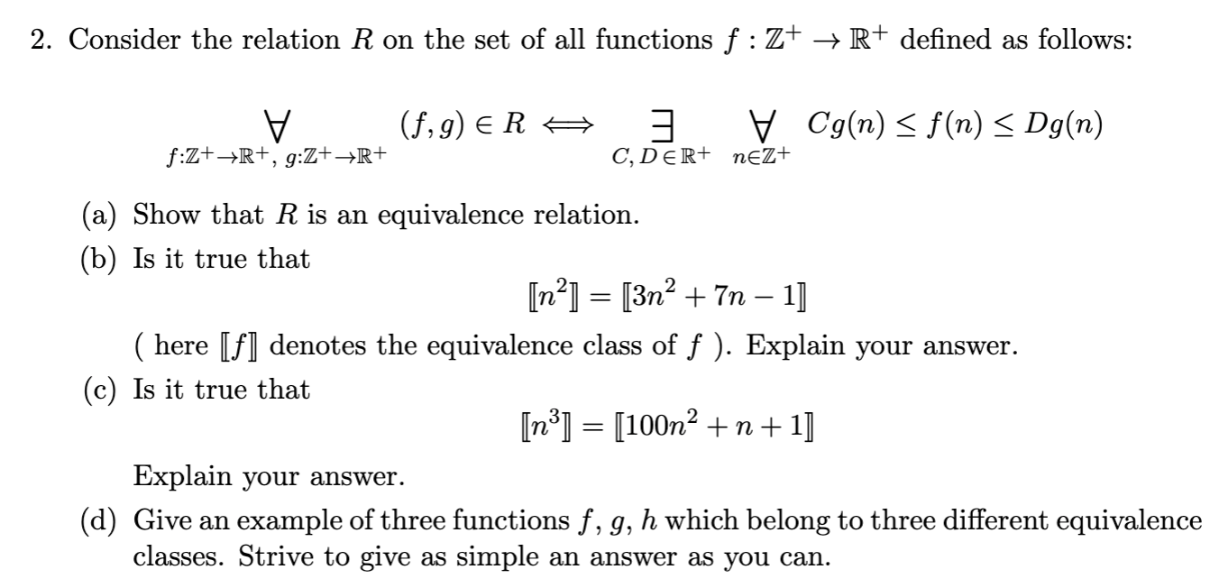 Solved Consider the relation R on the set of all functions | Chegg.com